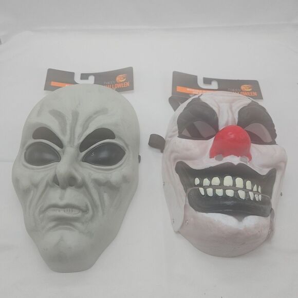 Holiday | Lot Of Two Halloween Masks Glow In Dark Alien And Moveable ...